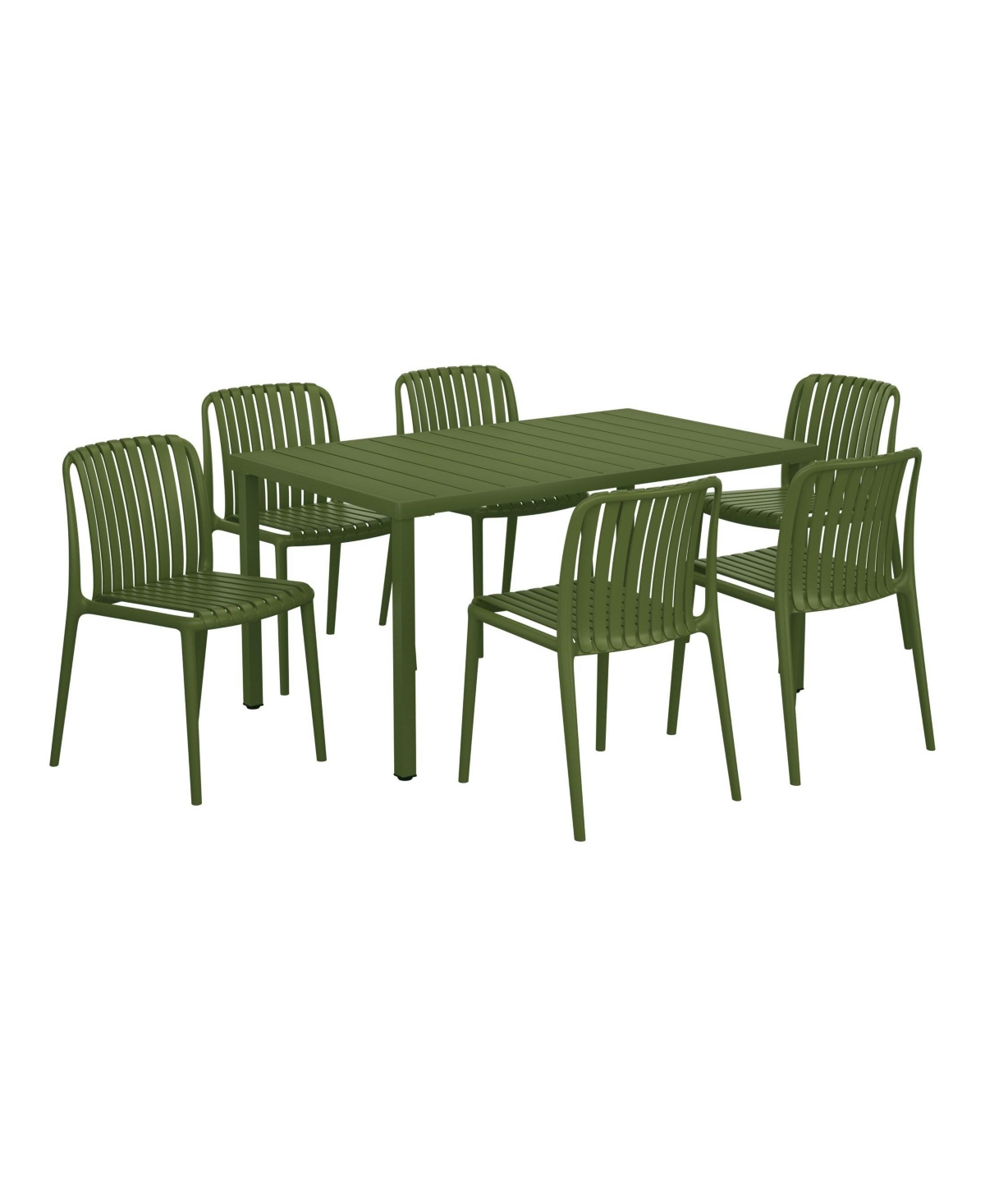 Click here for 7-Piece Outdoor Patio Dining Table Set With Stacka... prices