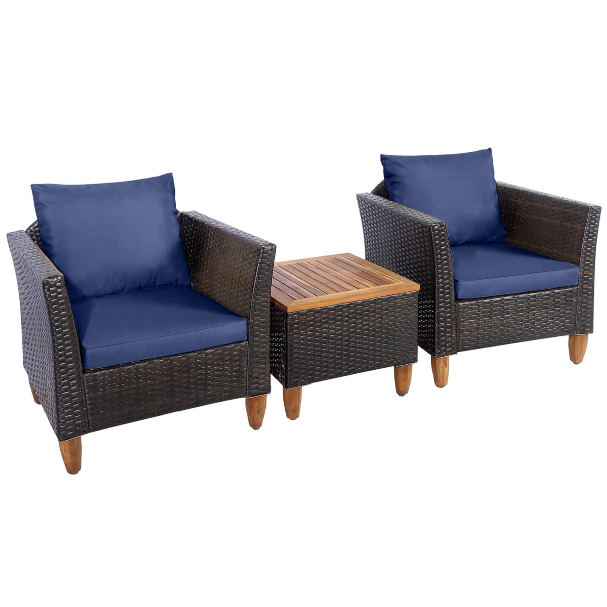Click here for 3PCS Patio Rattan Bistro Furniture Set Wood Table... prices