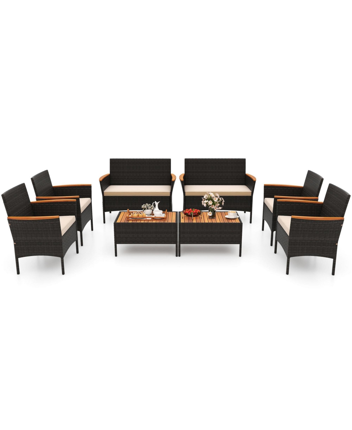 Click here for Gymax 8 Piece Outdoor Patio Rattan Furniture Set R... prices