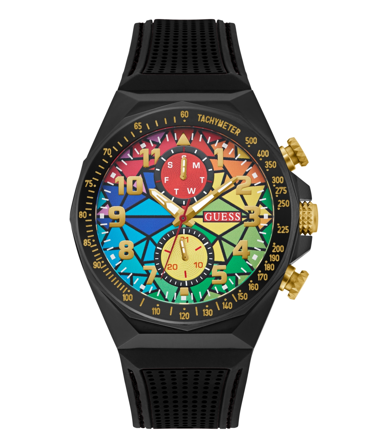 Click here for Guess Mens Multi-Function Black Silicone Strap Wat... prices