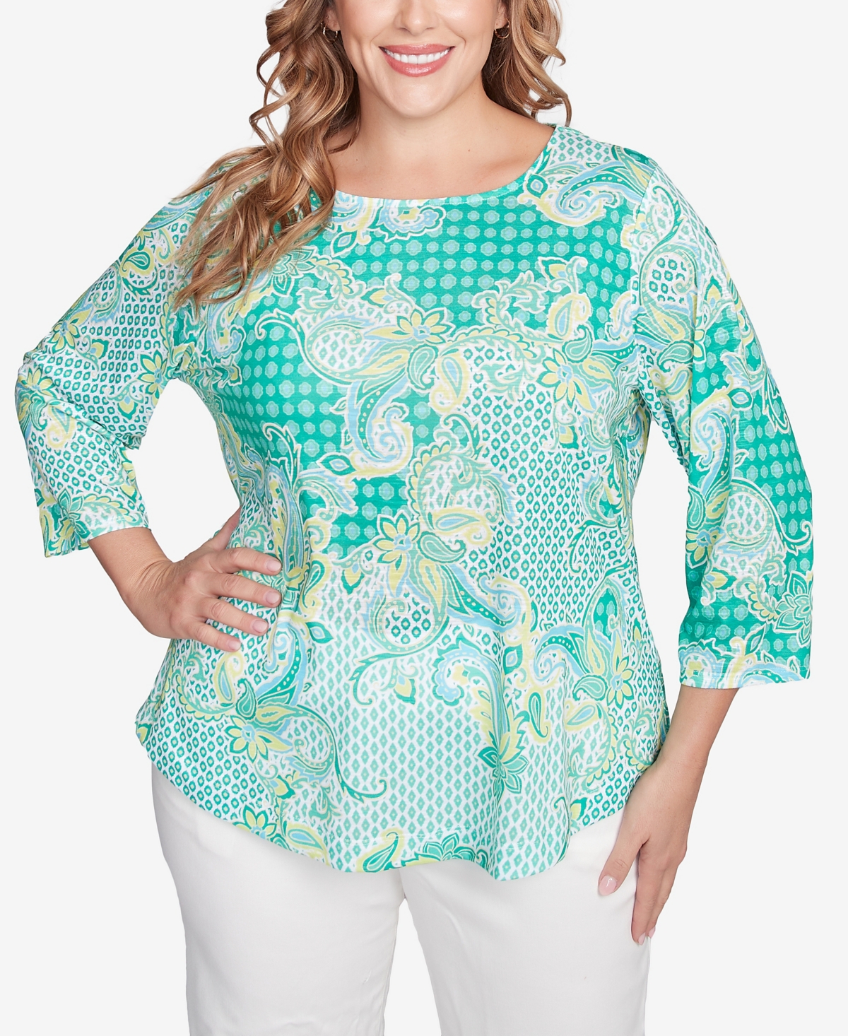 Click here for Ruby Rd. Plus Size Mixed Pattern Sublimation Knit... prices