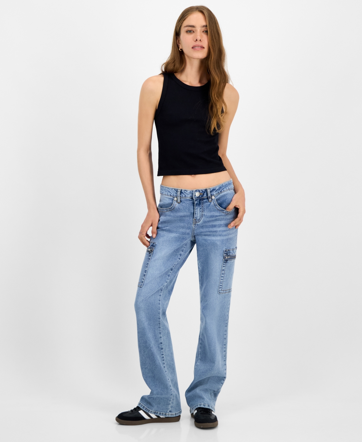 Click here for Madden Girl Juniors Low Rise Cargo Bootcut Jeans -... prices