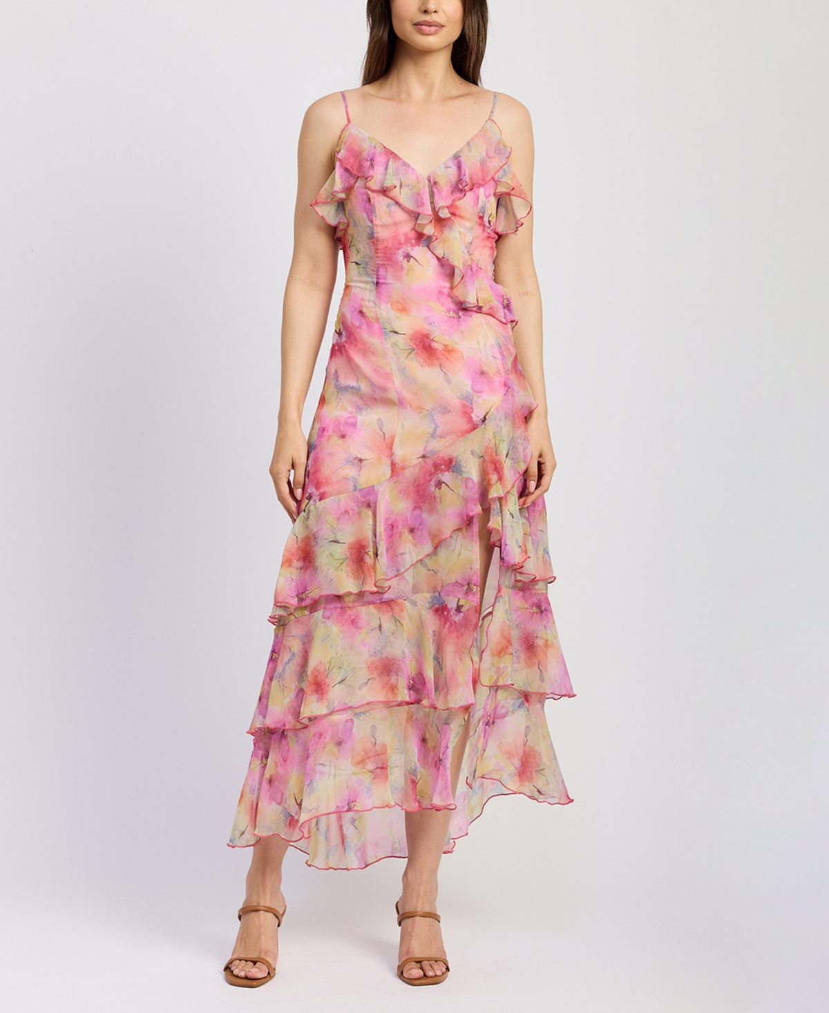Click here for En Saison Womens Amari Ruffle-Trim Maxi Dress - Pi... prices