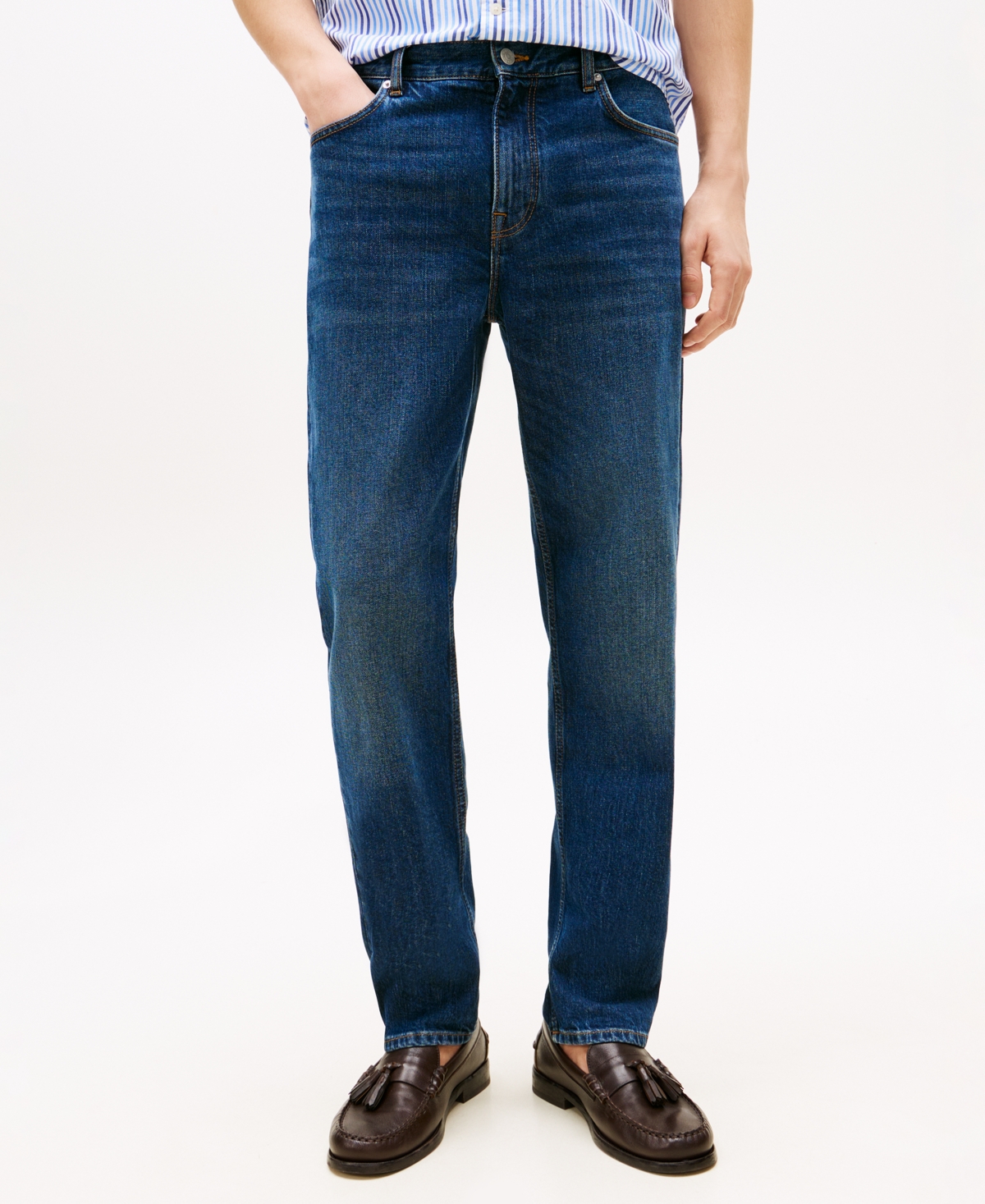 Tommy Hilfiger Mens Slim-Straight Denton Jeans - Dark Indigo