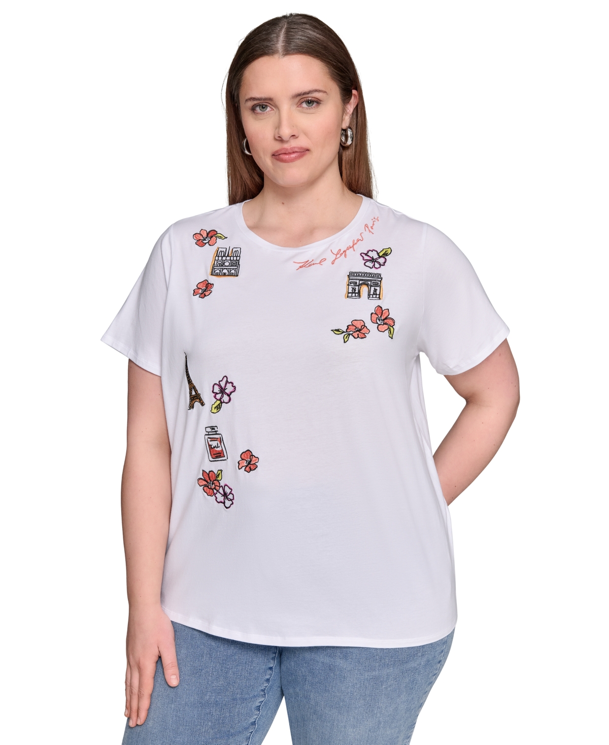 Click here for Karl Lagerfeld Paris Plus Size Embroidered Crewnec... prices