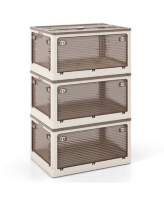 3-Piece Stackable Organizer Bins with Lids – Easy Access Storage with 5 ...