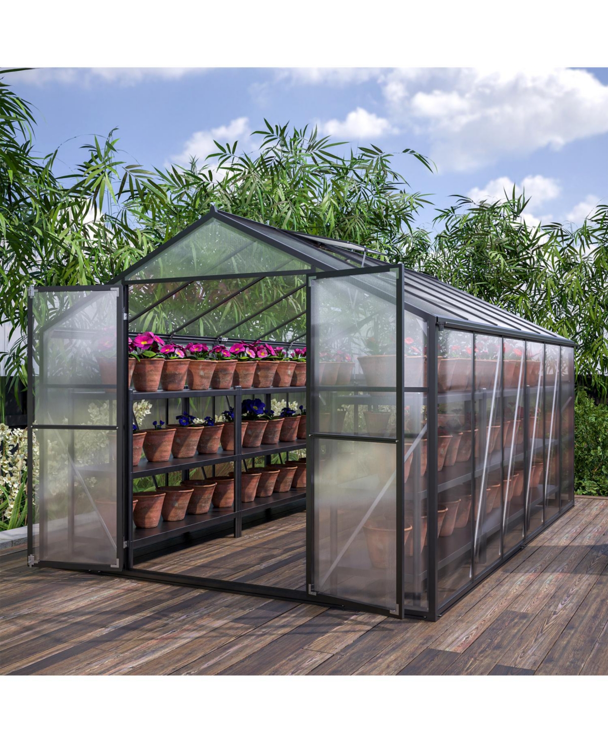 Click here for Premium 8x12 Walk-In Greenhouse with Polycarbonate... prices