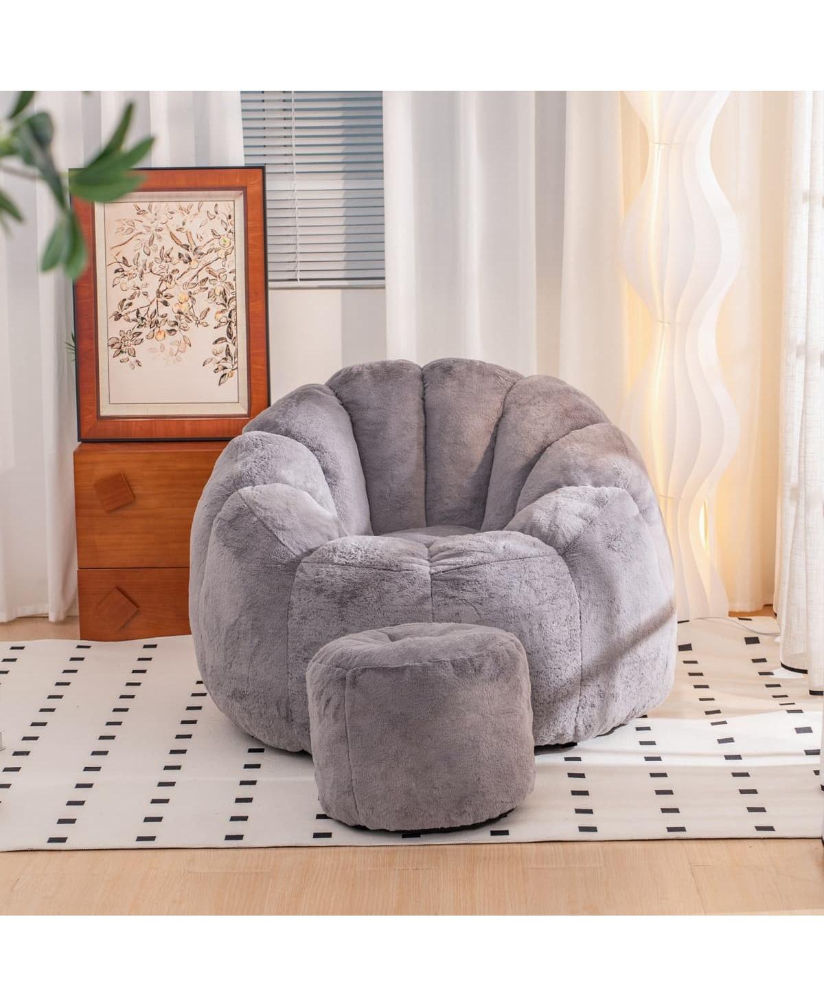 Click here for Oversized Faux Fur Bean Bag Chair with Footrest  S... prices