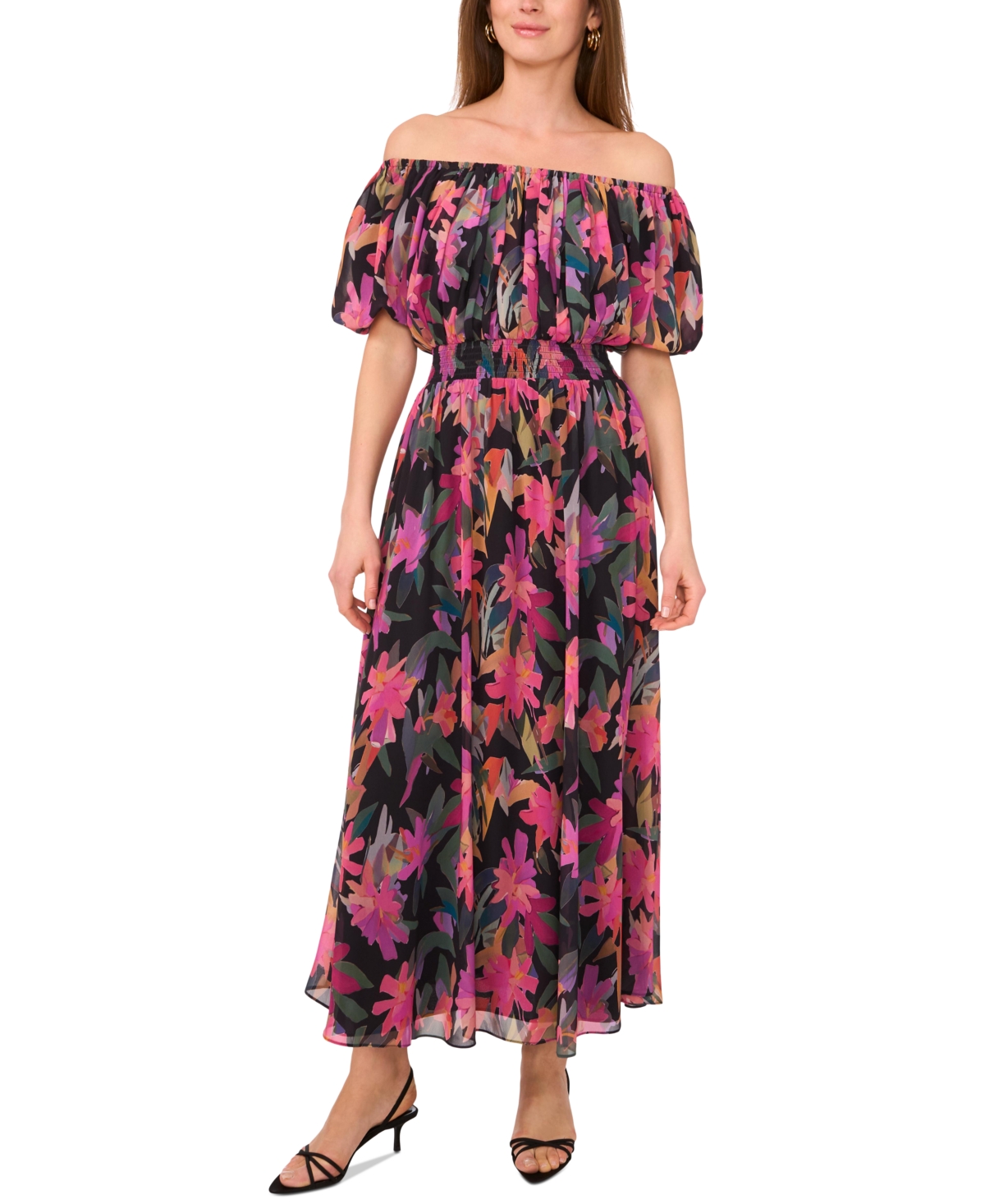 Click here for Vince Camuto Womens Off-The-Shoulder Puff-Sleeve M... prices