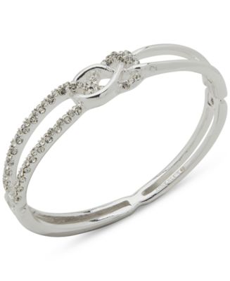 Anne Klein Silver-Tone Pavé Interlocked Open Bangle Bracelet - Macy's