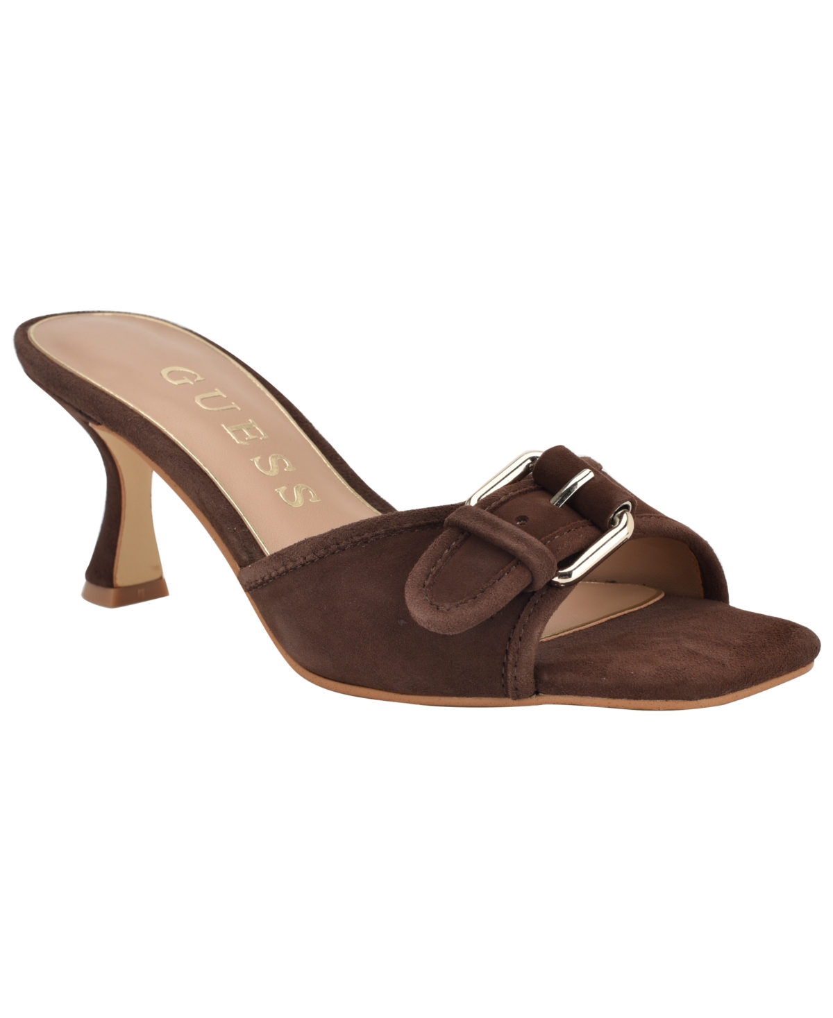 Click here for Guess Womens Dista Buckle Kitten Heel Sandals - Da... prices