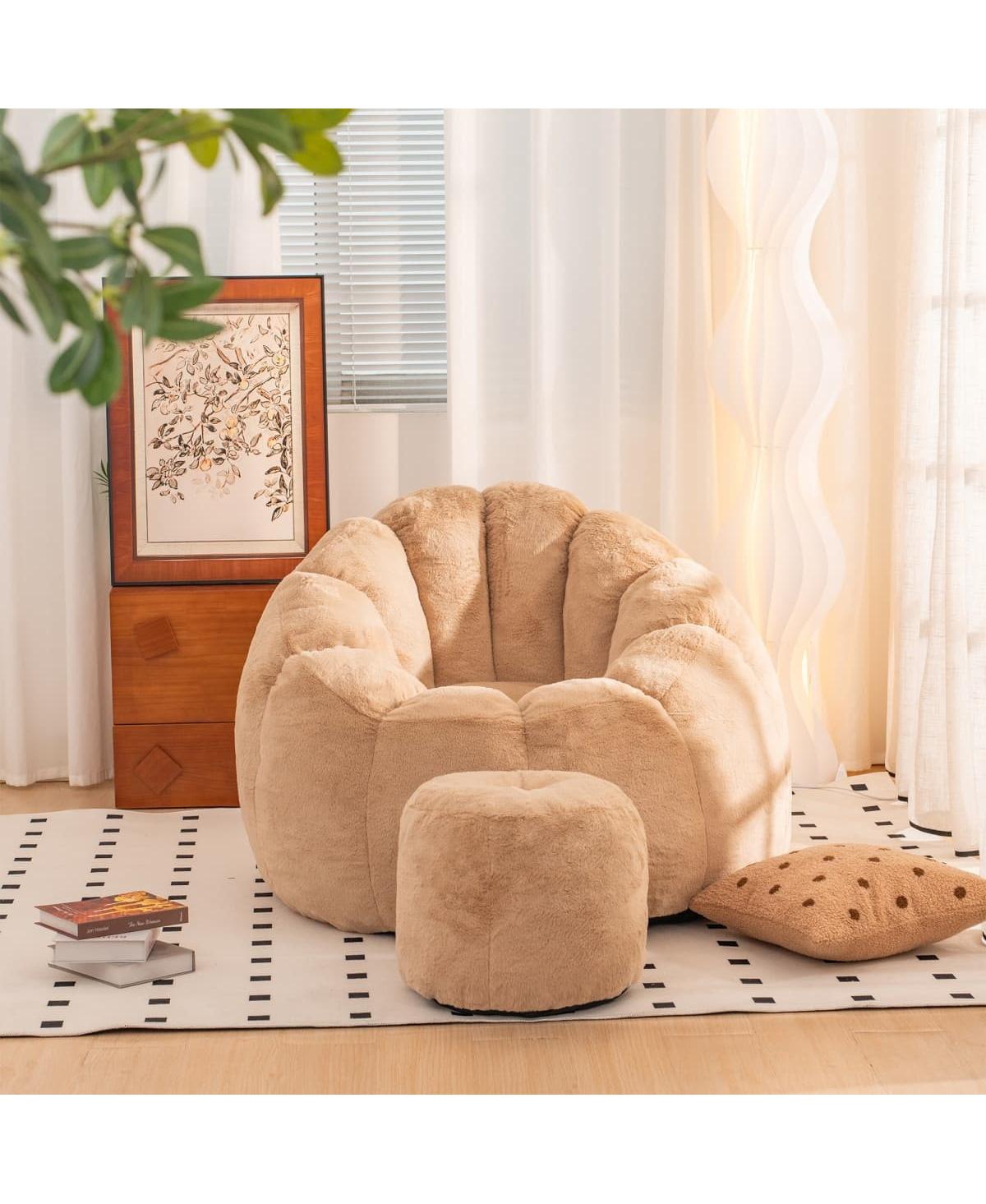 Click here for Oversized Faux Fur Bean Bag Chair with Footrest  S... prices