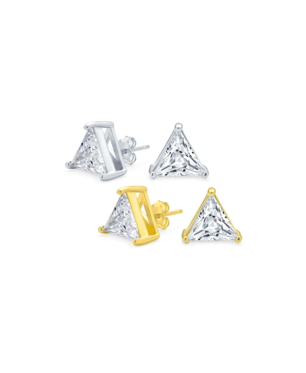 Click here for Bling Jewelry Set of 2 Triangle Cz Stud Earrings G... prices