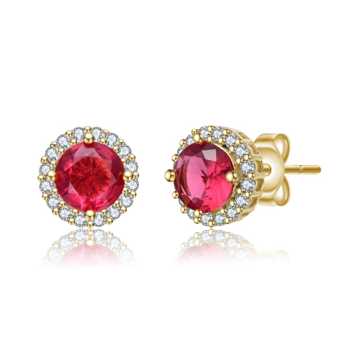 Click here for Elegant Round Stud Earrings with Colored Round Cub... prices