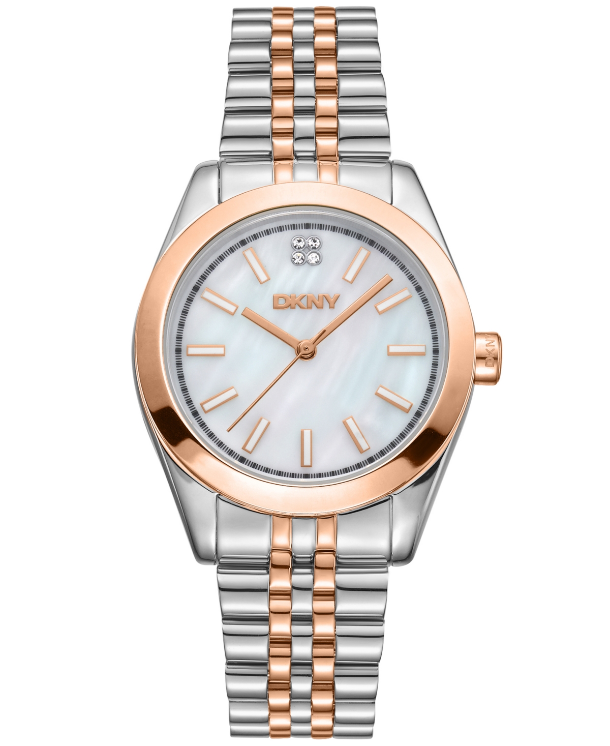 Click here for Dkny Womens Nolita Midi White Mop Dial Red Gold-Tw... prices