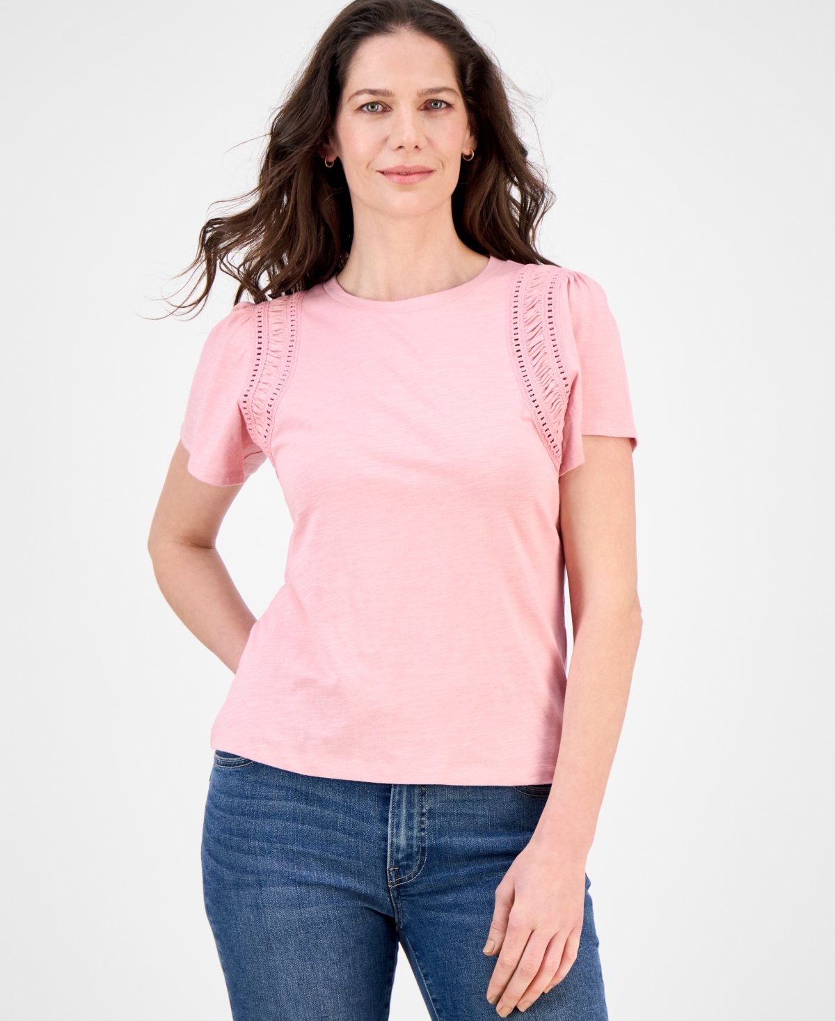 Click here for Nautica Jeans Womens Cotton Flutter-Sleeve T-Shirt... prices