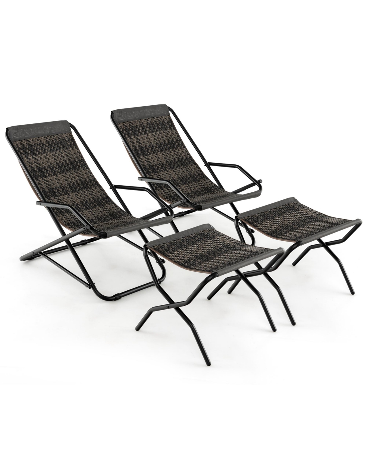 Click here for 2 Pcs Patio Folding Rattan Sling Lounge Chair Otto... prices