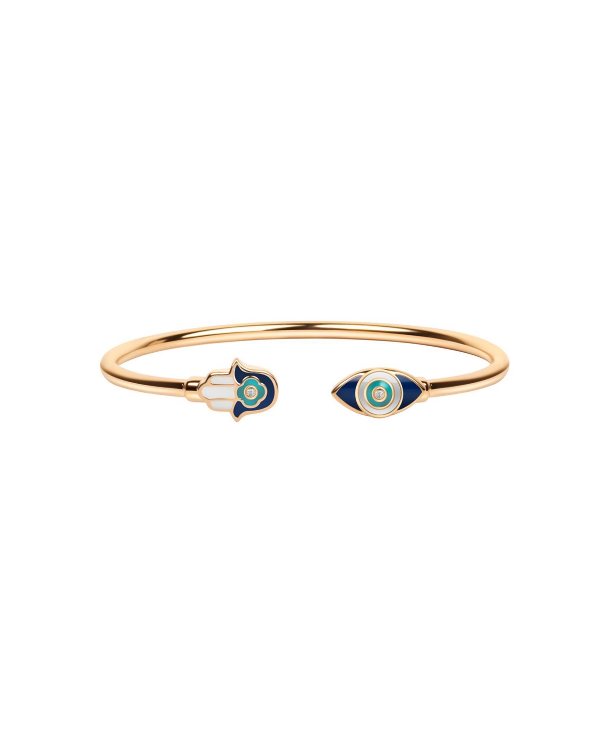 Click here for Positive Light Enamel Hamsa Evil Eye Cuff - Gold/n... prices