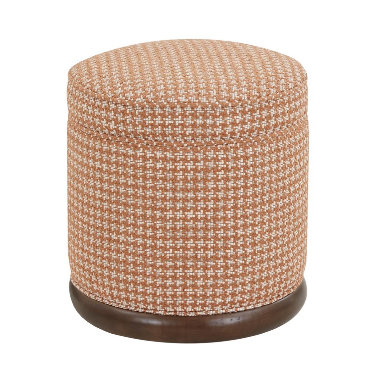 Click here for Fiorelli Round Boucle Ottoman - Brown / walnut prices