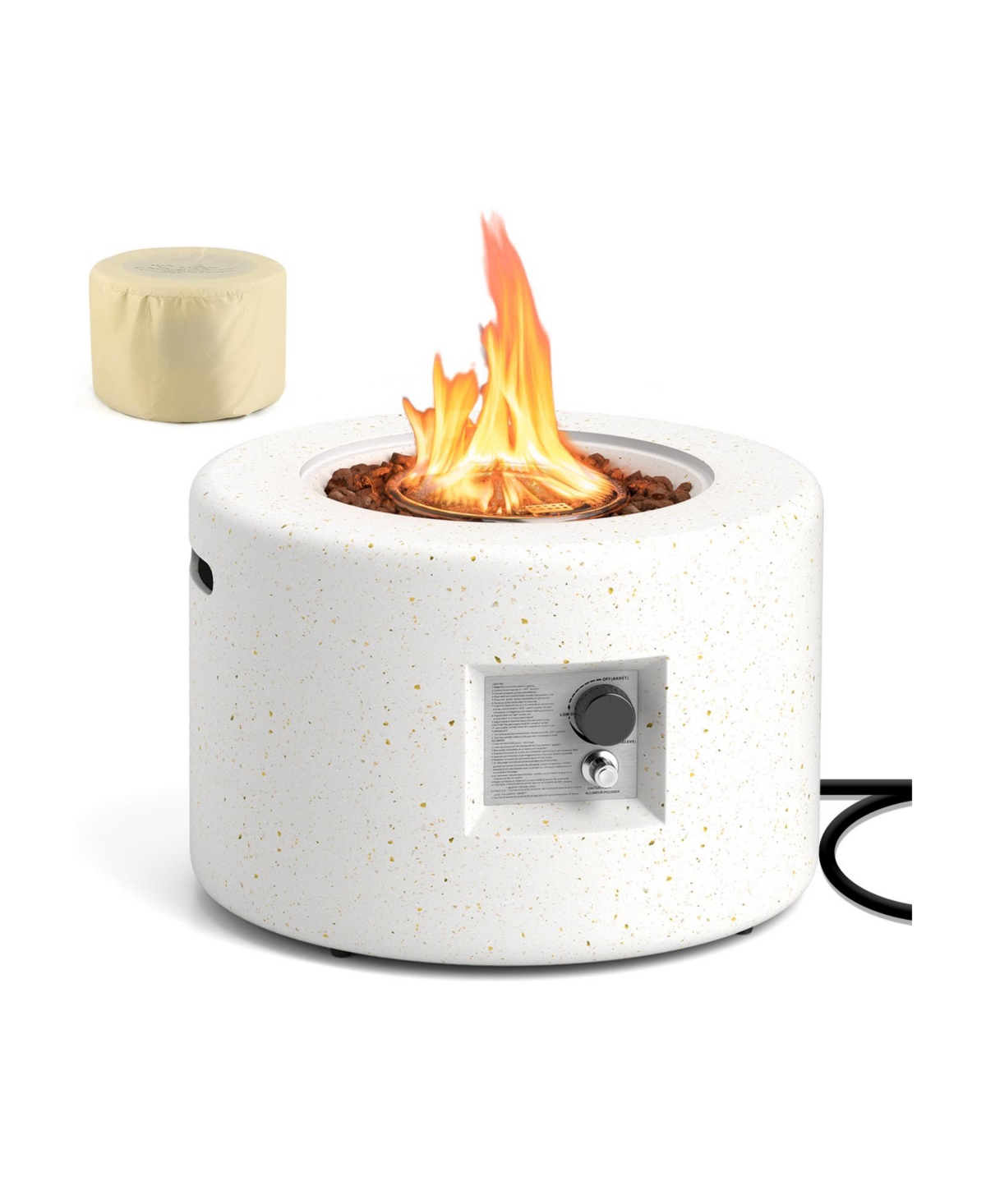 Click here for Round Terrazzo Propane Gas Fire Pit with Hideaway... prices