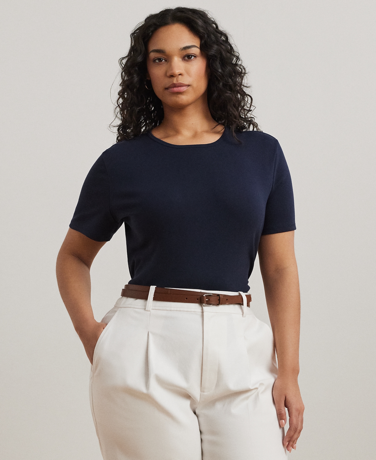 Click here for Lauren Ralph Lauren Plus Size Stretch Cotton T-Shi... prices