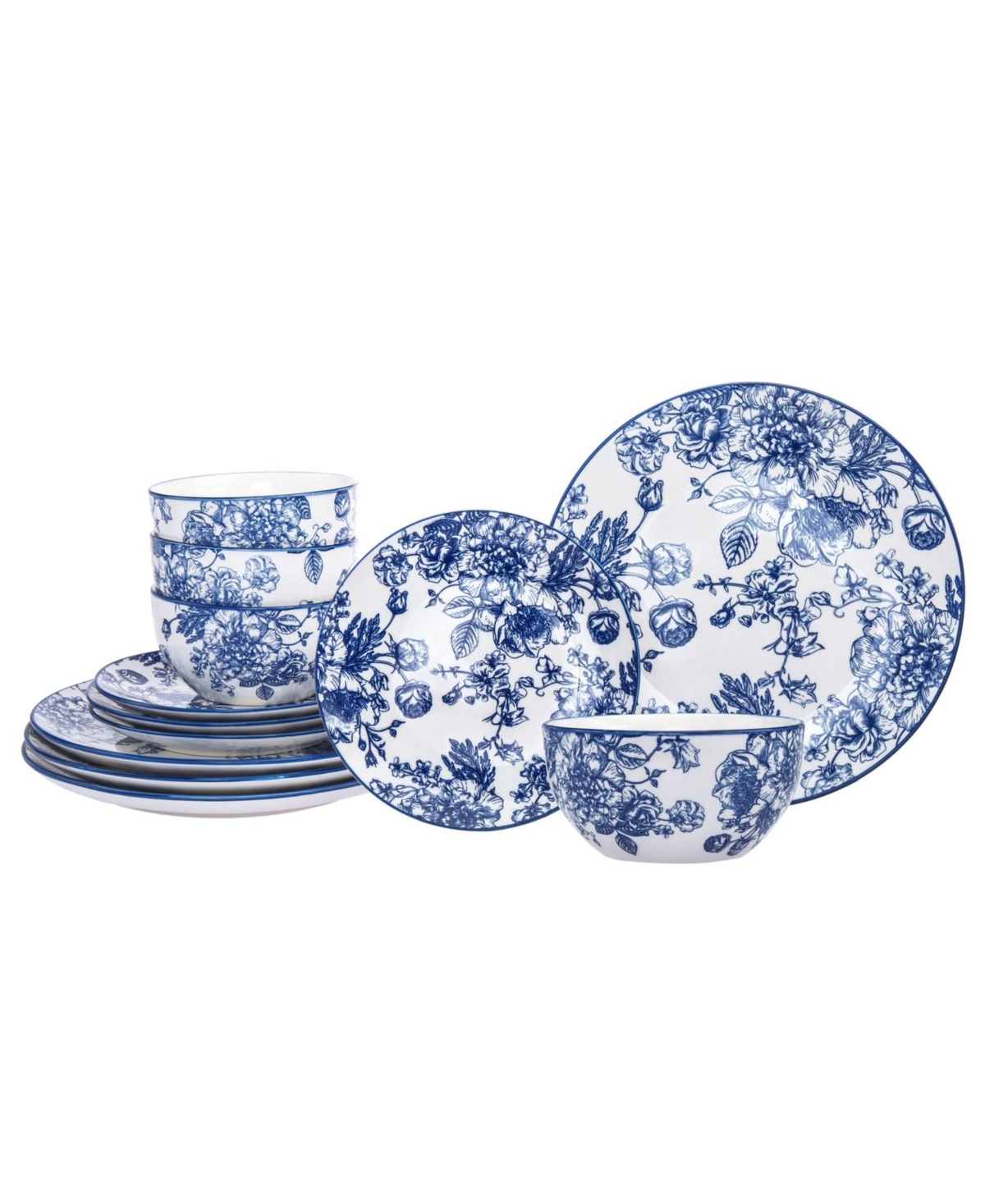 Click here for Godinger Blue Floral 12 Pc. Dinnerware Set  Servic... prices