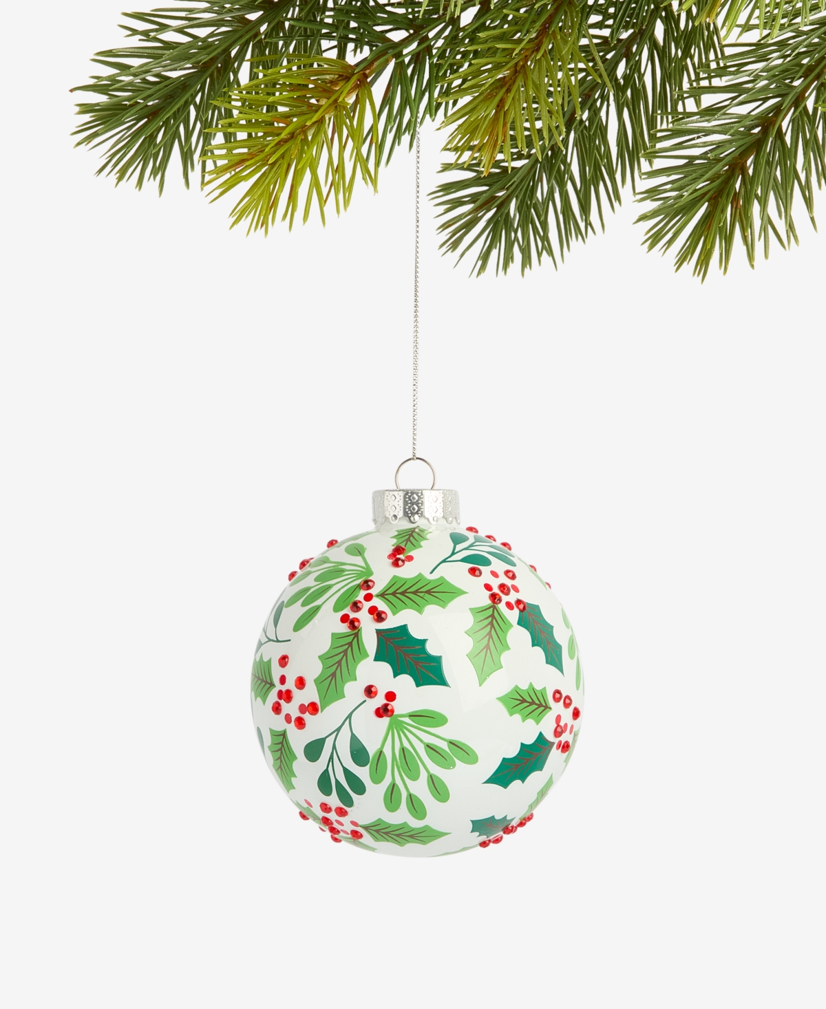 Click here for Holiday Lane Christmas Cheer Glass Holly Ball Orna... prices