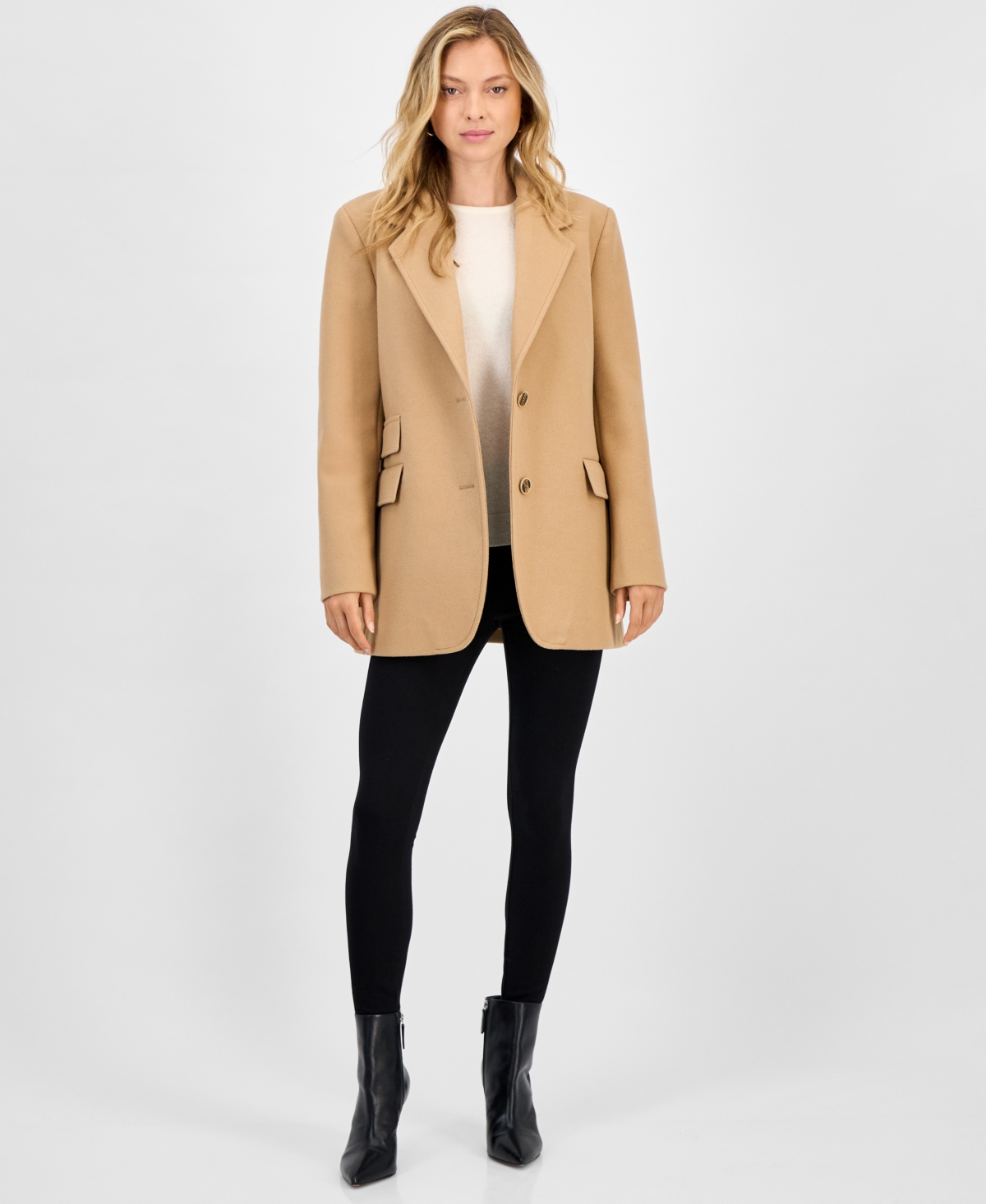 Click here for CeCe Womens Notched-Collar Two-Button Blazer Coat... prices