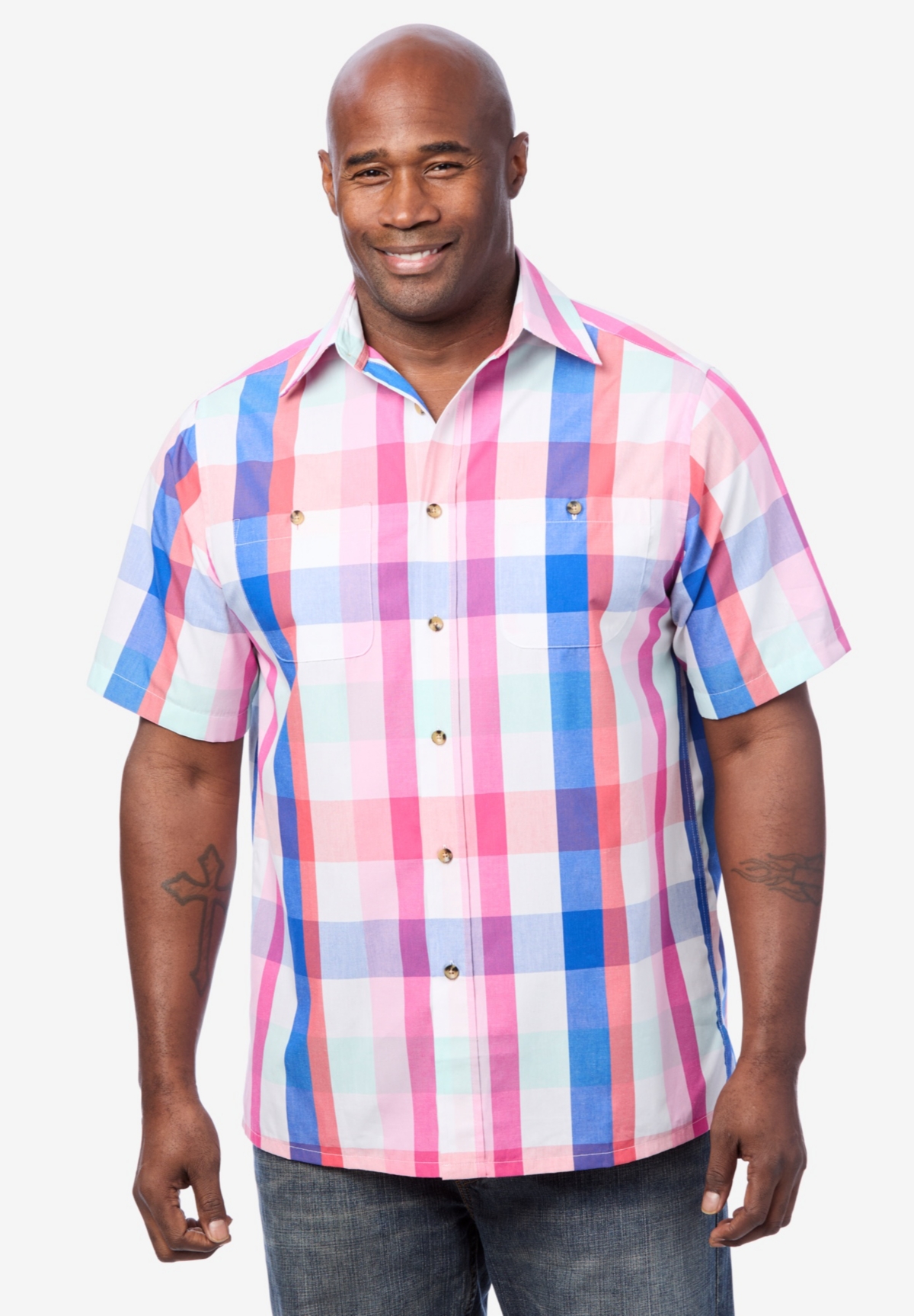 Click here for KingSize Big & Tall Check Short-Sleeve Sport Shirt... prices