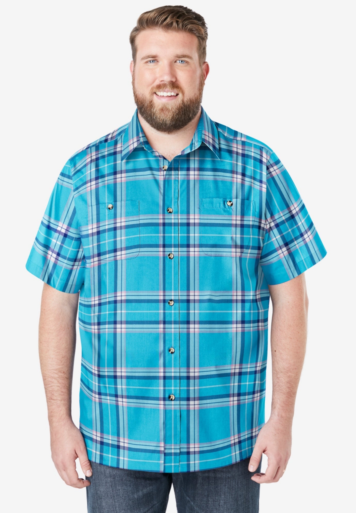 Click here for KingSize Big & Tall Check Short-Sleeve Sport Shirt... prices
