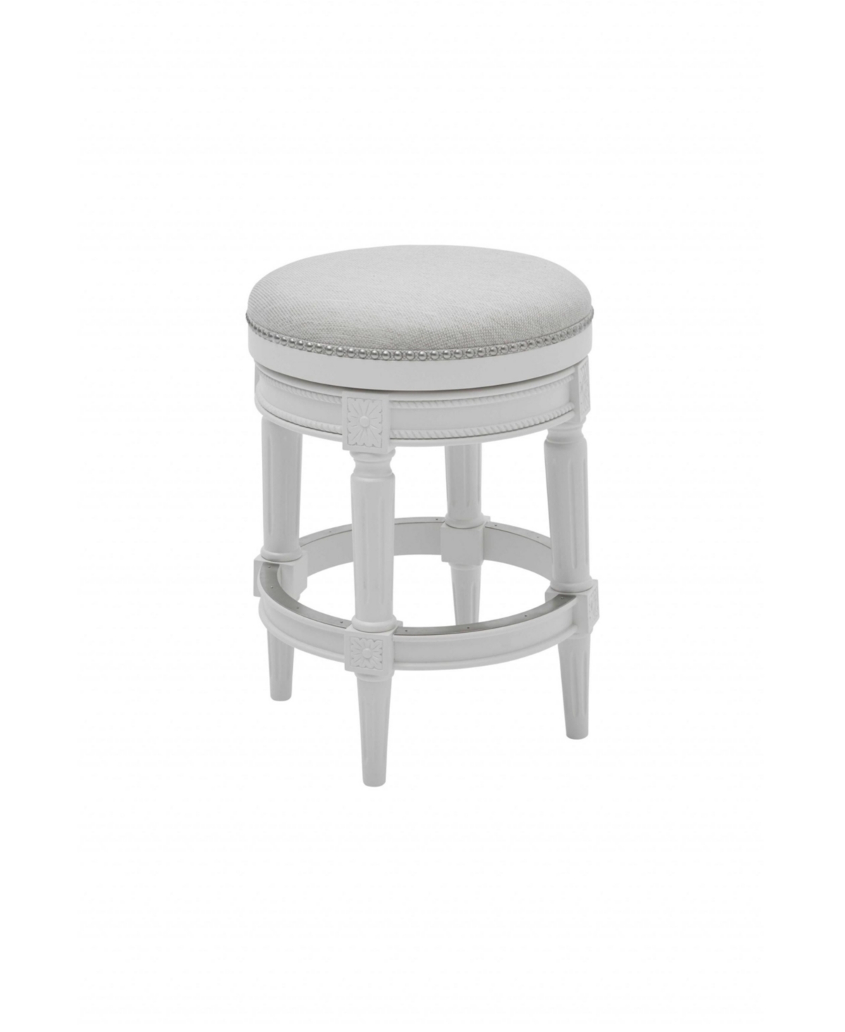 Click here for 26 White Fabric And Solid Wood Swivel Backless Cou... prices