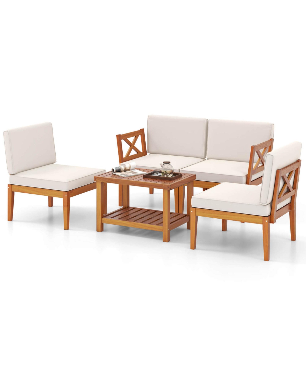 Click here for 5 Pcs Acacia Wood Patio Furniture Set with Cushion... prices