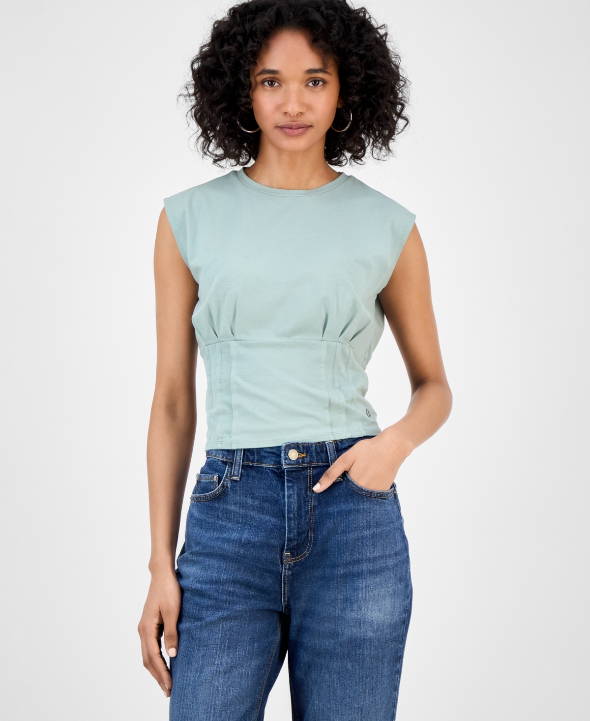 Click here for Guess Womens Karmen Cinched Sleeveless Corset Top... prices