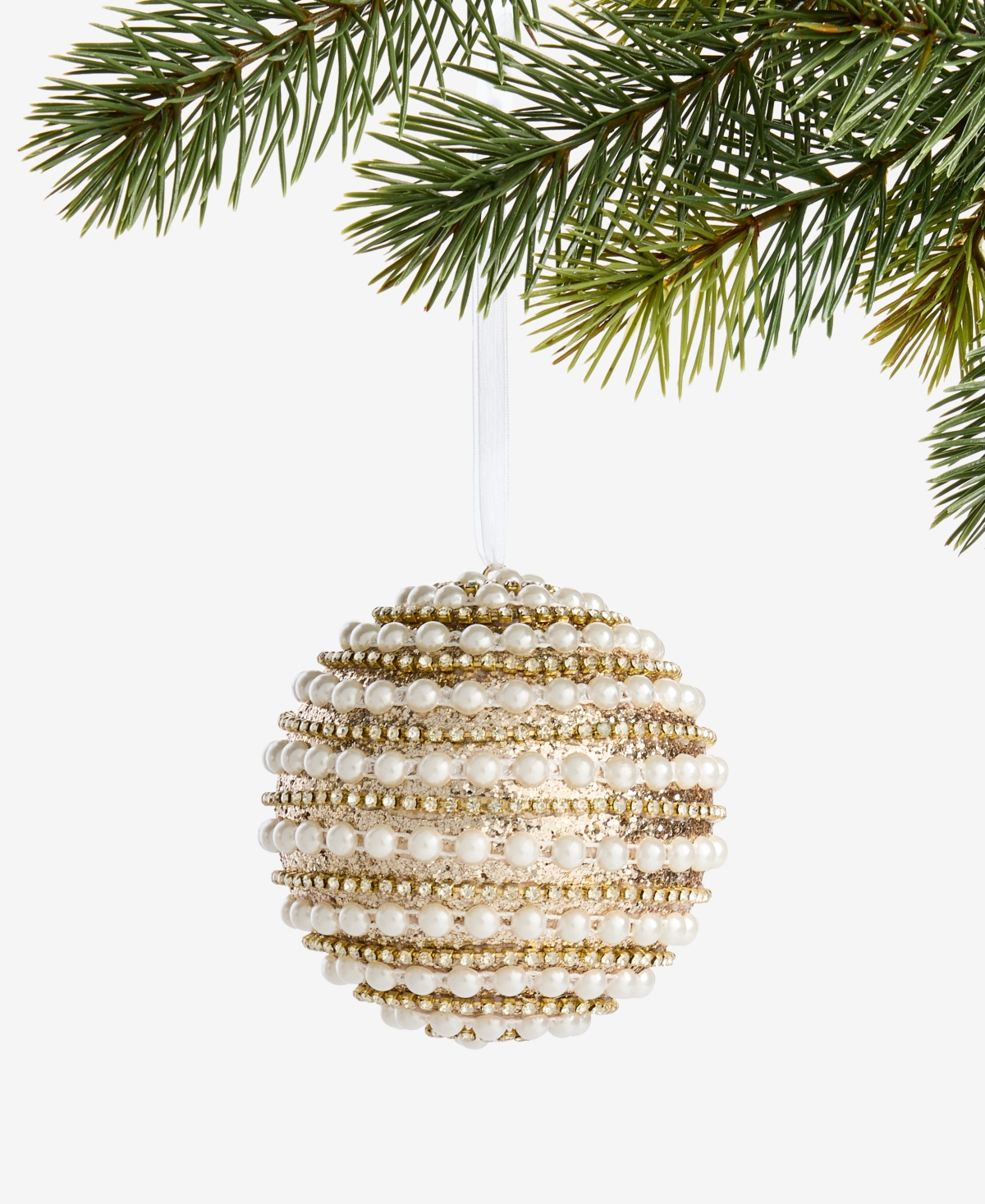 Click here for Holiday Lane Gilded Glamour Pearl Stripe Ball Orna... prices