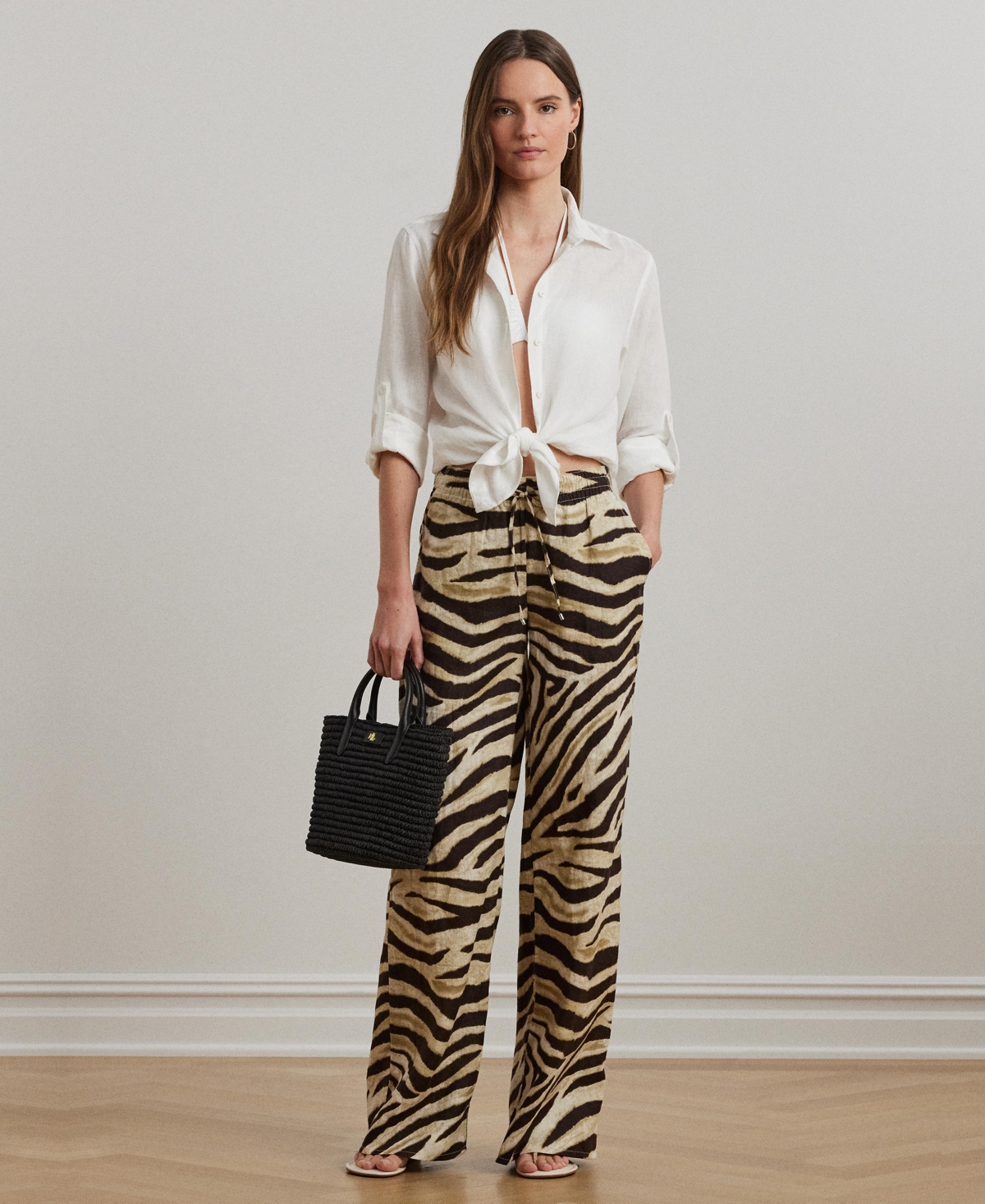 Click here for Lauren Ralph Lauren Womens Zebra-Print Linen Wide-... prices