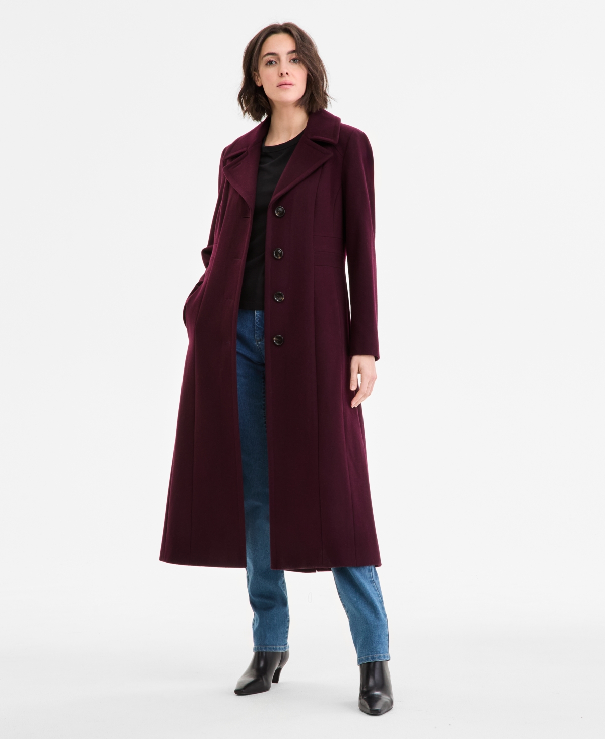 Click here for Anne Klein Womens Single-Breasted Maxi Coat - Merl... prices