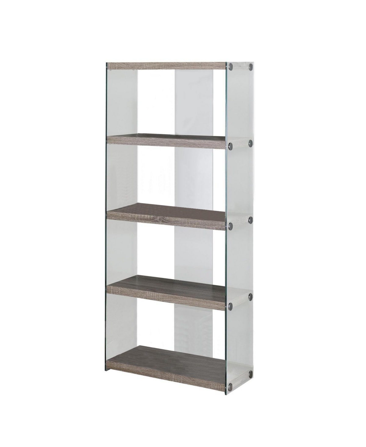Click here for 59 White Glass Four Tier Etagere Bookcase - Dark t... prices
