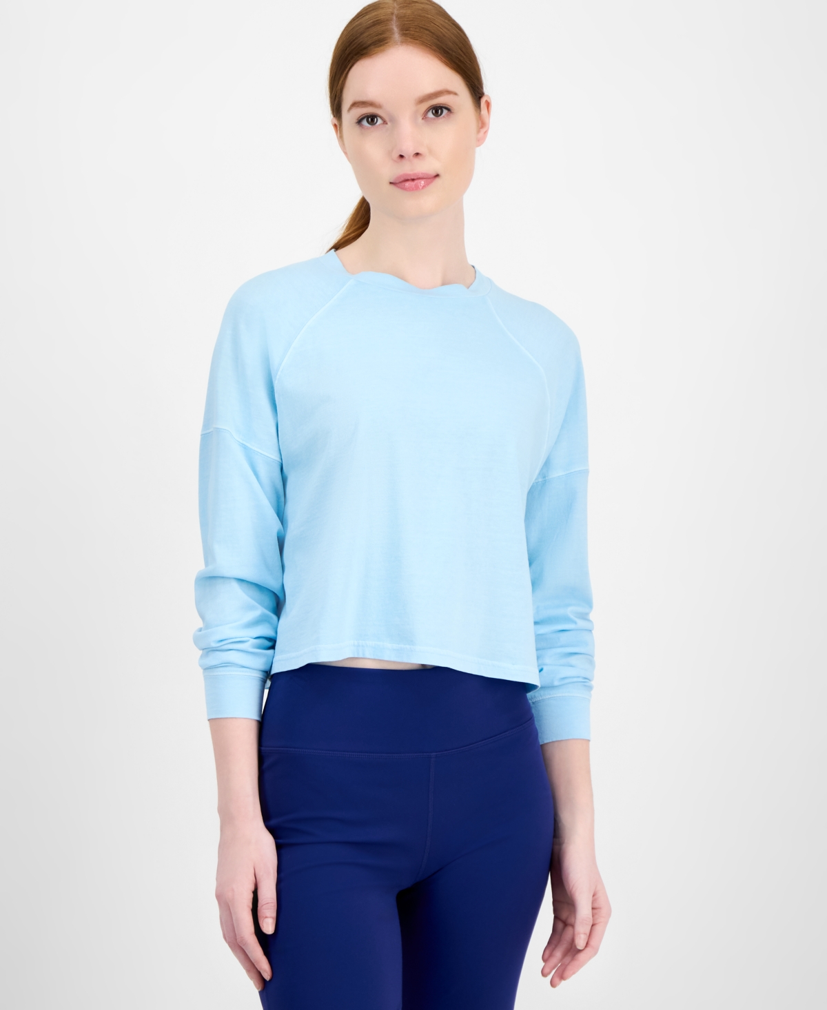 Click here for Id Ideology Womens Distressed Long-Sleeve Cropped... prices