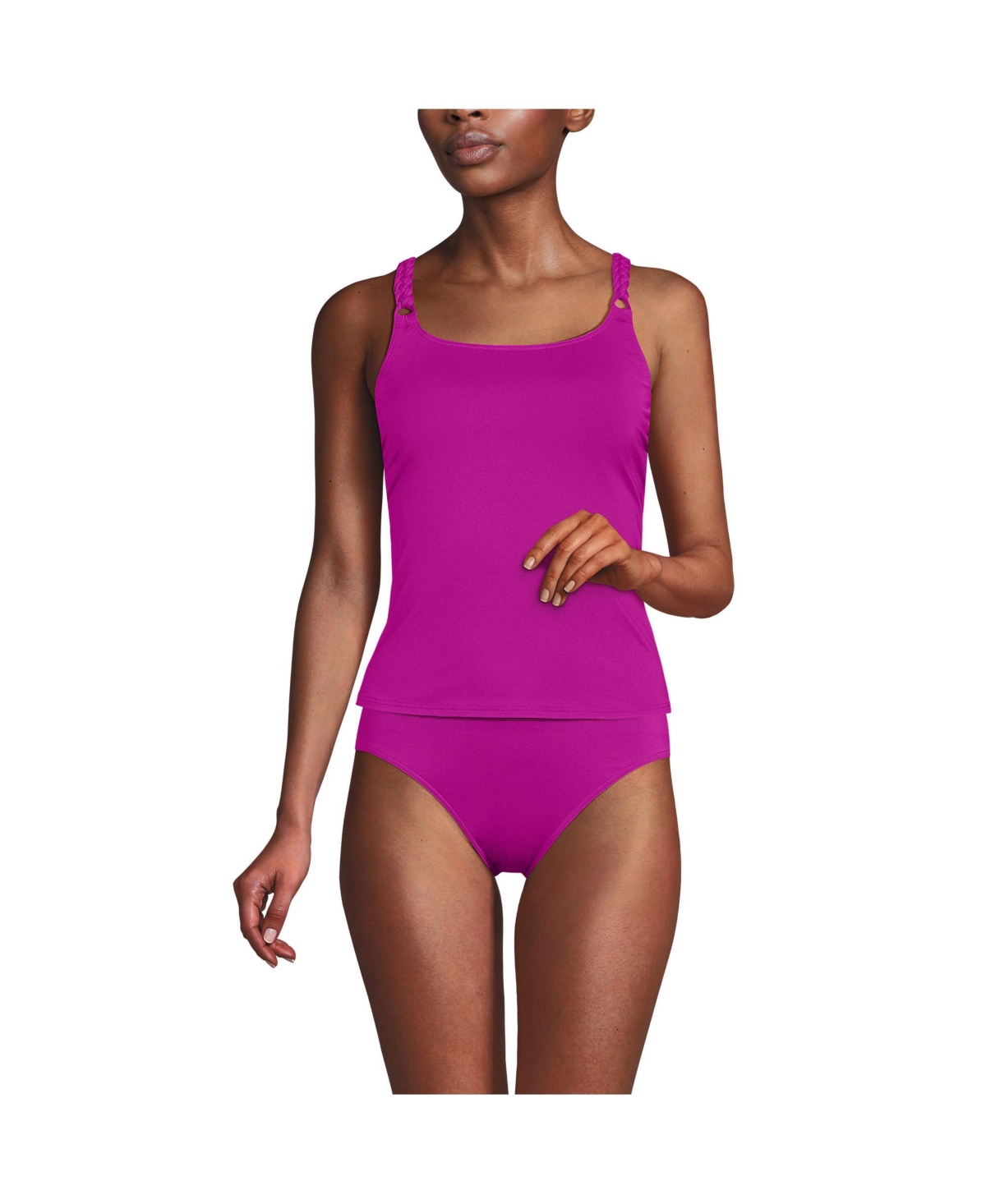 Click here for Lands End Womens Macrame Tankini Top - Crimson ros... prices