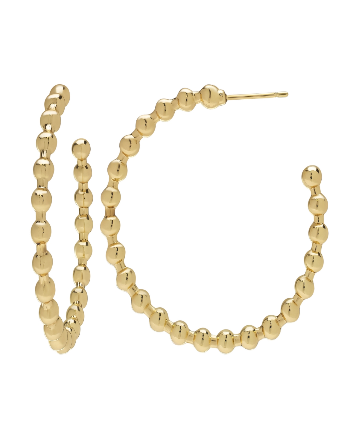 Click here for Macys Bead Hoop 14K Gold Plate Earrings - Gold prices