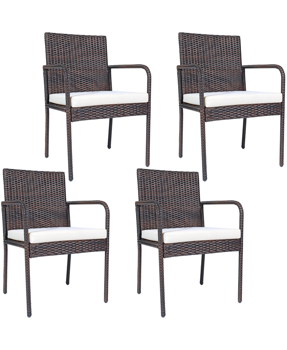 Click here for 4 Pcs Outdoor Patio Rattan Dining Chairs Cushioned... prices