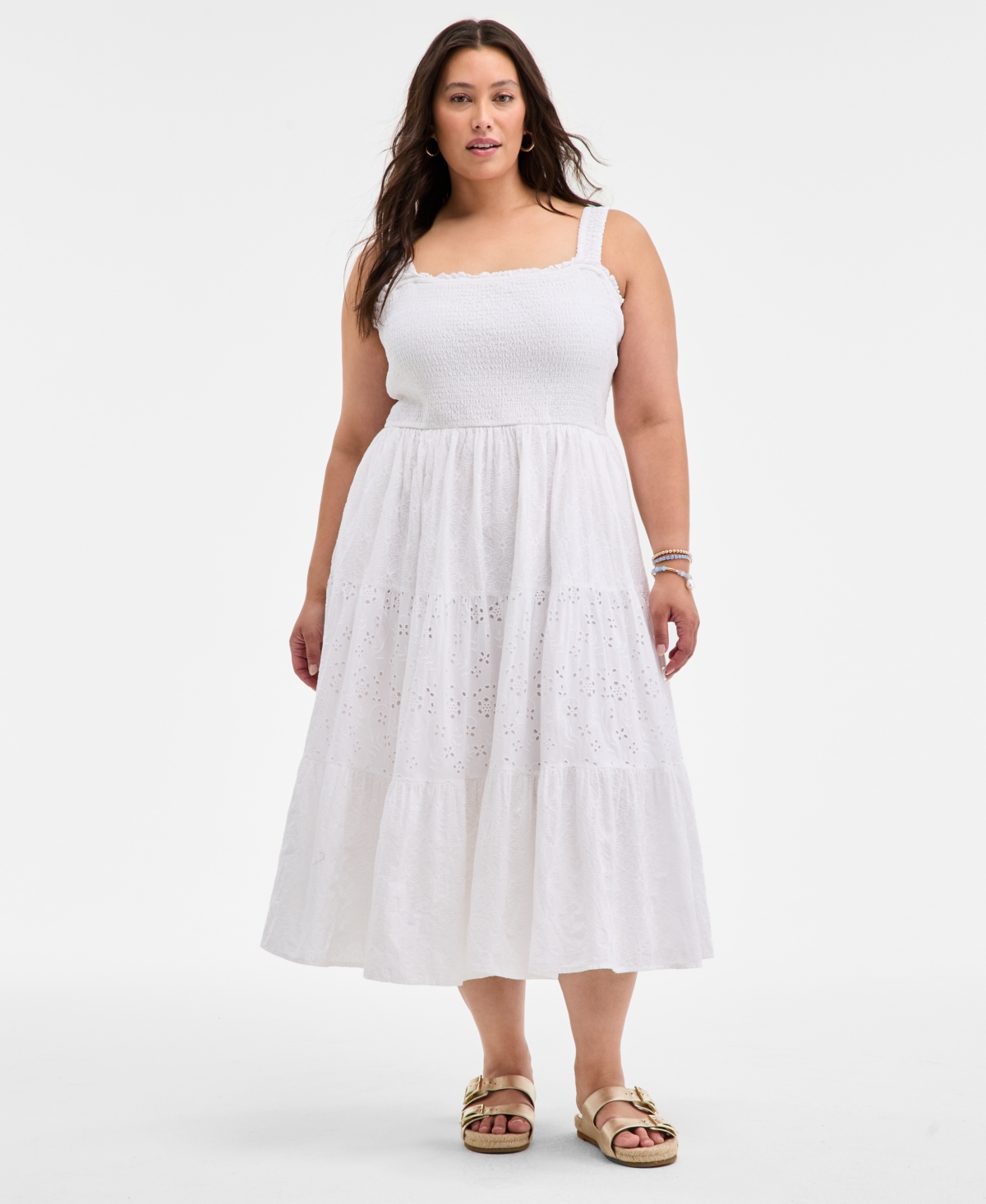 Click here for On 34 Trendy Plus Size Smocked Eyelet Maxi Dress... prices