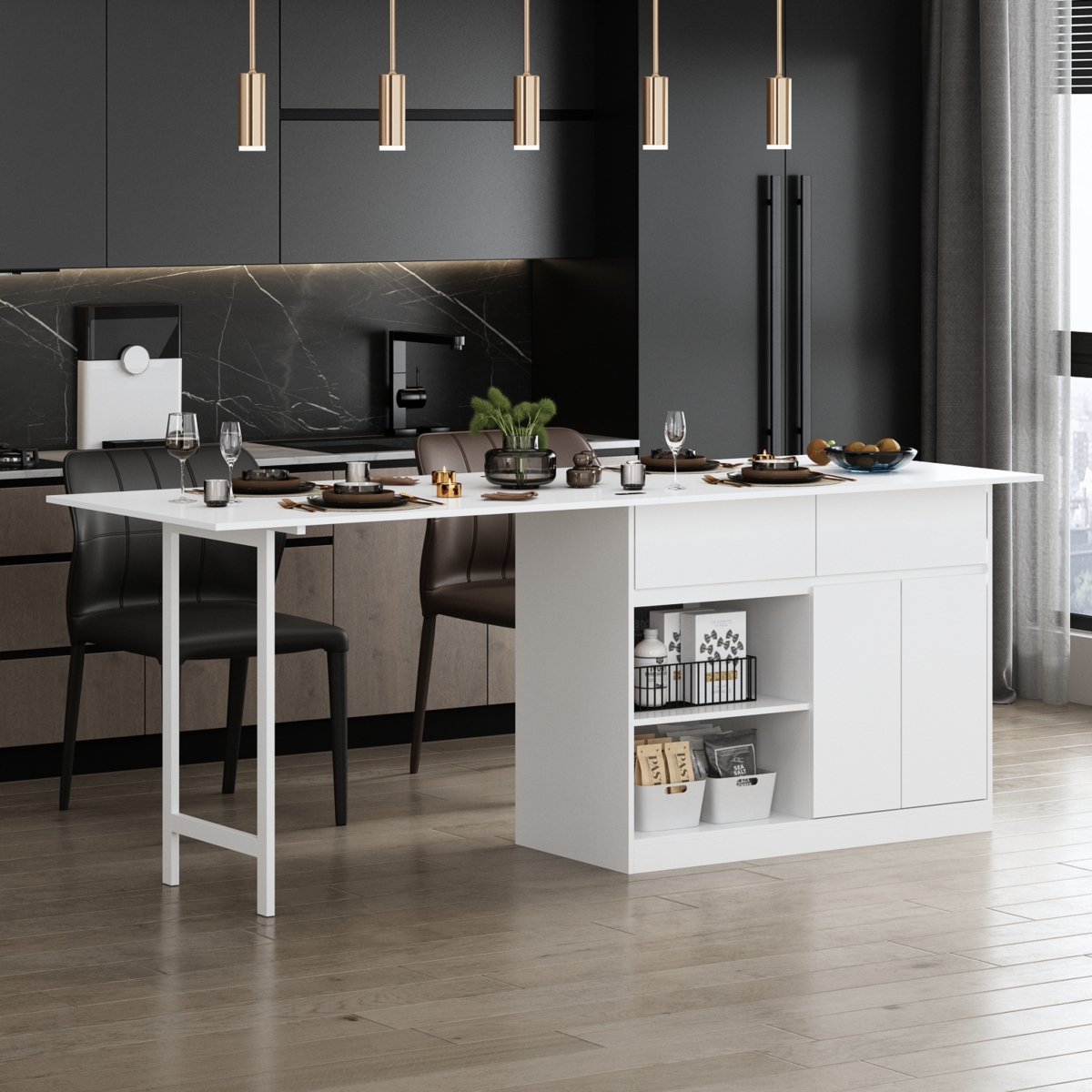 Click here for Kitchen island with 2 drawers  foldable tabletop... prices