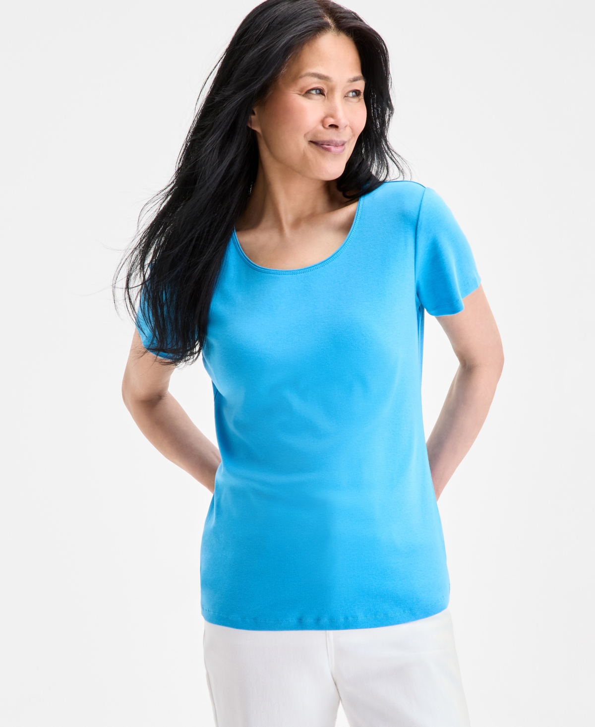 Click here for Style & Co Womens Cotton Short-Sleeve Scoop-Neck T... prices