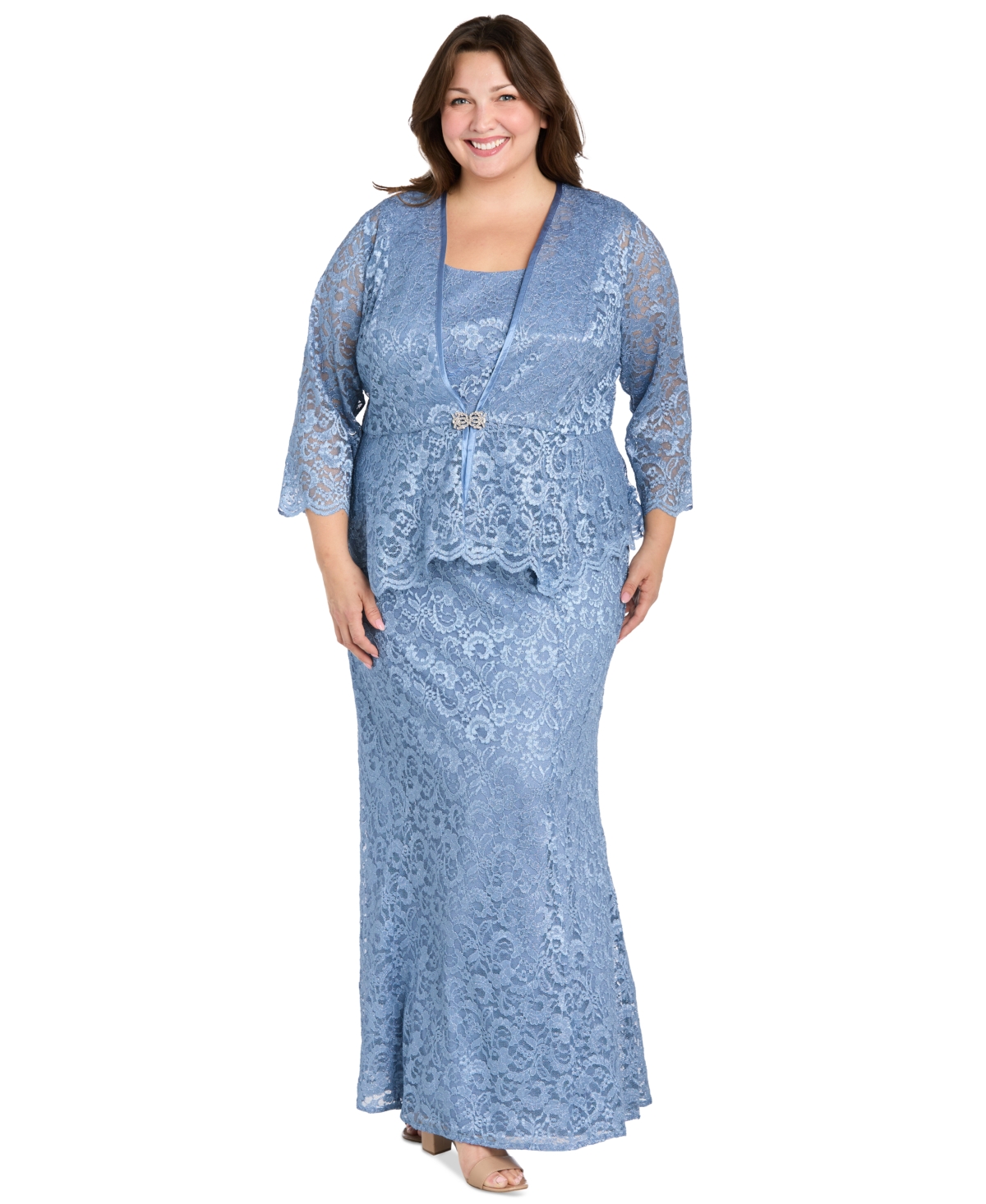 Click here for R & M Richards Plus Size Metallic Lace Jacket and... prices