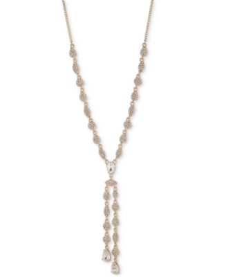 Givenchy Gold-Tone Pavé Cluster & Pear-Shape Crystal Lariat Necklace ...