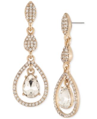 Givenchy Gold-Tone Pavé Cluster & Pear-Shape Crystal Orbital Triple ...