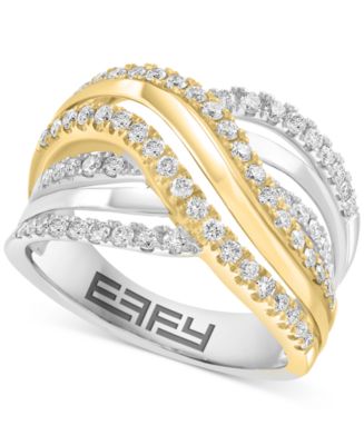 EFFY® Diamond Multi-Row Crossover Statement Ring (5/8 ct. t.w.) in 14k ...