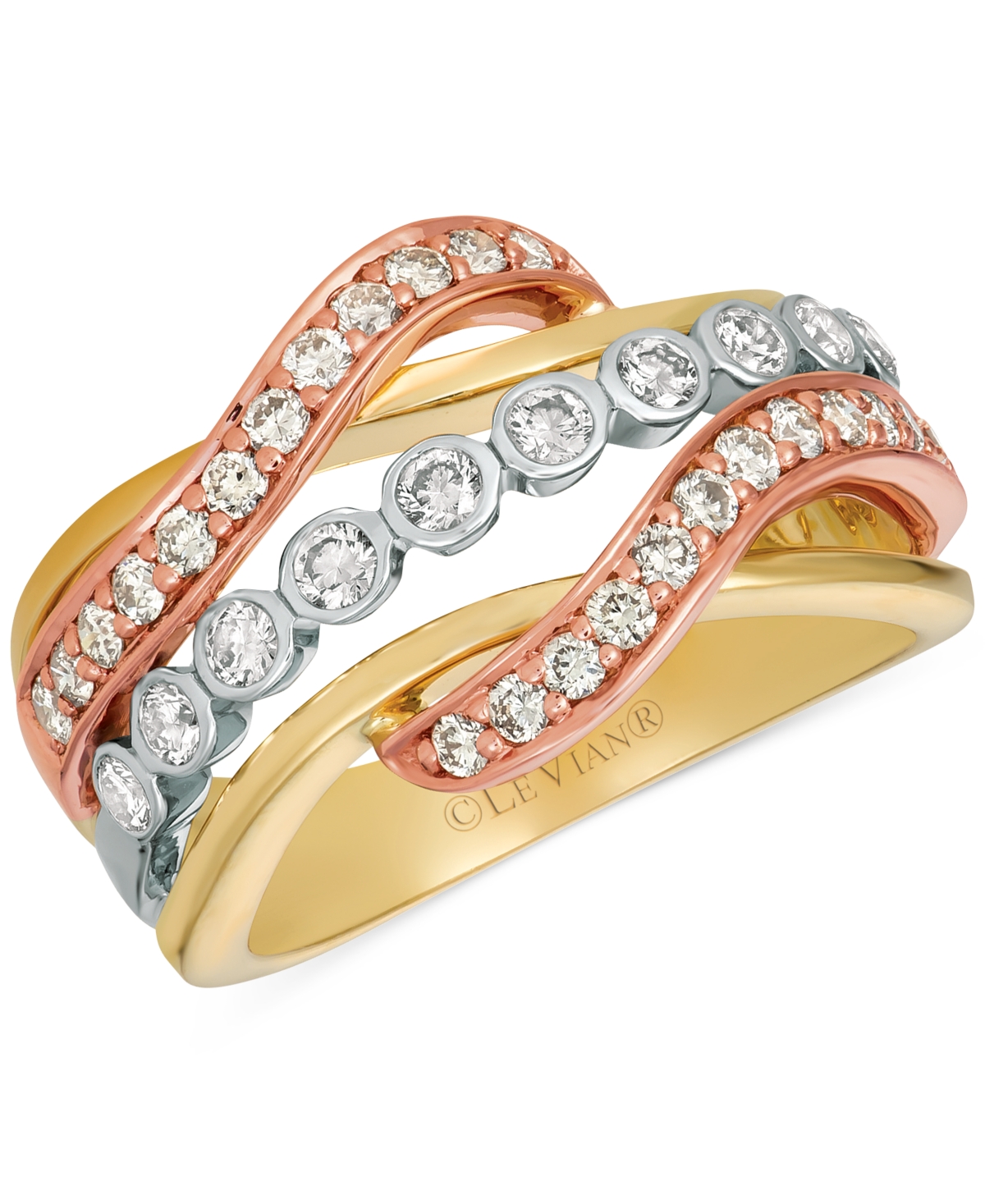 Click here for Le Vian Nude Diamond Multirow Crossover Ring (3/4... prices