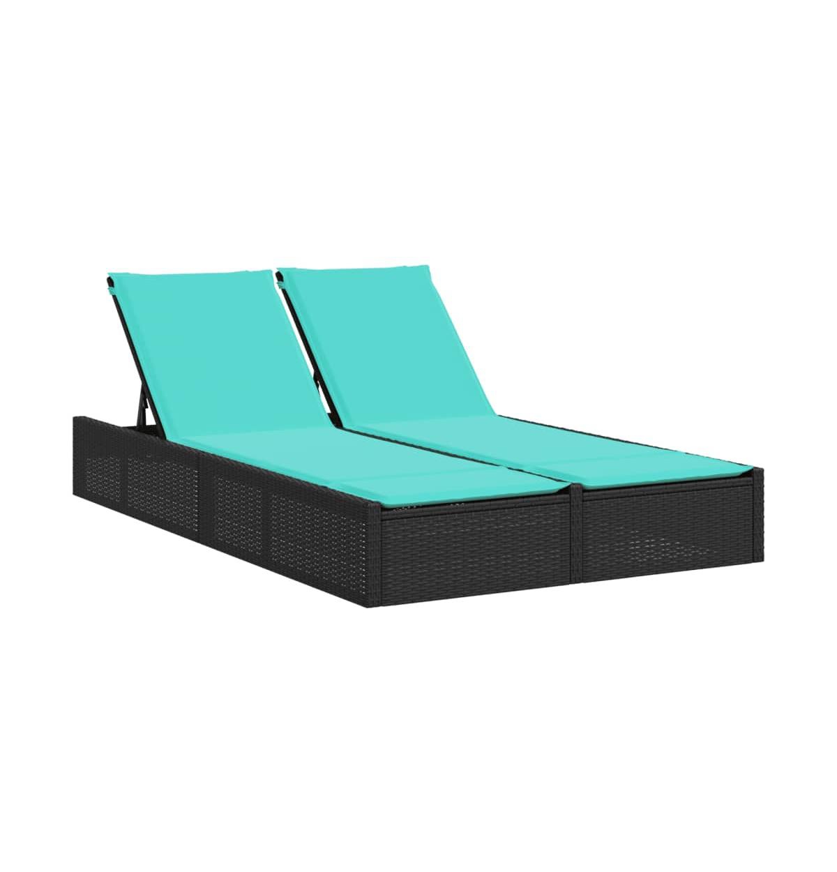 Click here for Double Sun Lounger with Cushions Black Poly Rattan... prices